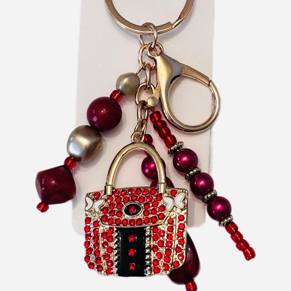 Upcycled | Accessories | Handmade Upcycled Red And Gold Purse Charm ...